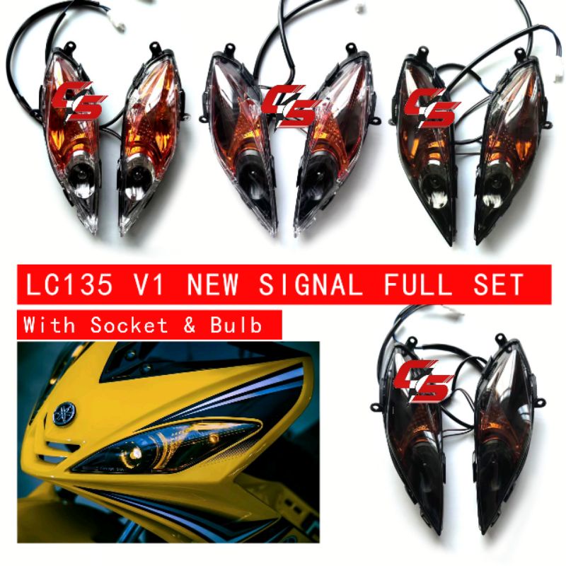 YAMAHA LC135 V1 X1 Crypton Signal Lamp Set with Socket & Bulb VISS Vietnam Cutting zhipat Orange ...