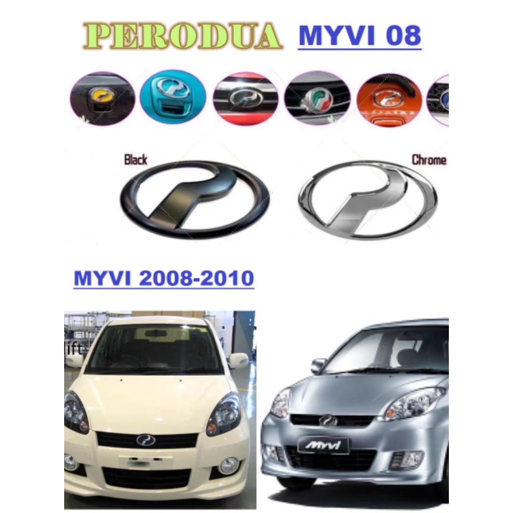 Perodua Myvi 2008 2010 Icon Front & Rear Logo Emblem Black Chrome ...
