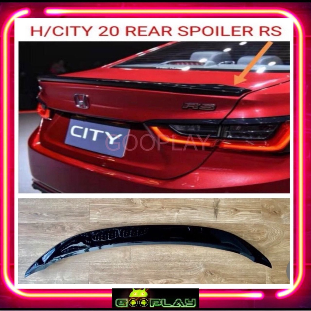 Honda city 2020 2021 oem rs lip spoiler bodykit ducktail spoiler glossy black [READY STOCK ...