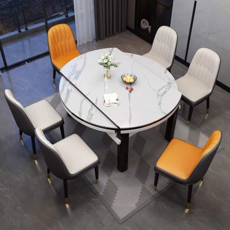 Dining Table Set Meja Makan Luxury Italian Marble Stone Extendable ...