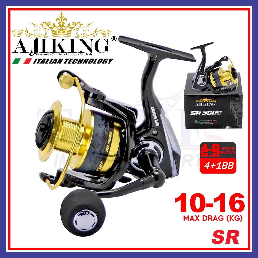 Ajiking SR Mesin Pancing Spinning | 10kg-16kg Max Drag | 4+1BB | Air Tawar | Air Persisiran ...