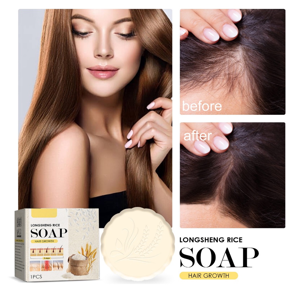 Hair Growth Rice Shampoo Soap Bar Anti-Hair Loss for All Types of Hair ...