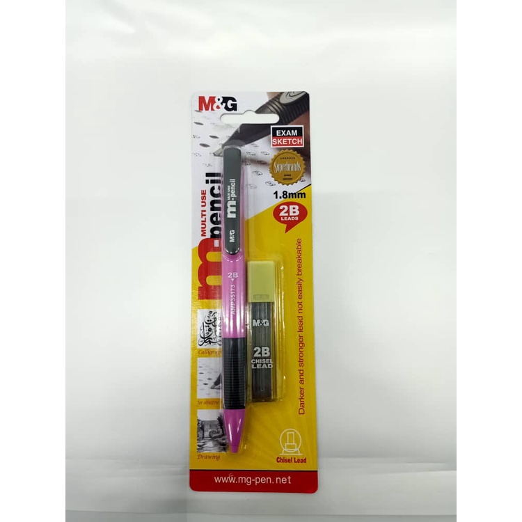 M&G 1.8mm Mechanical Pencil Khat Pensel Jawi Calligraphy Pen + 2B Lead ...