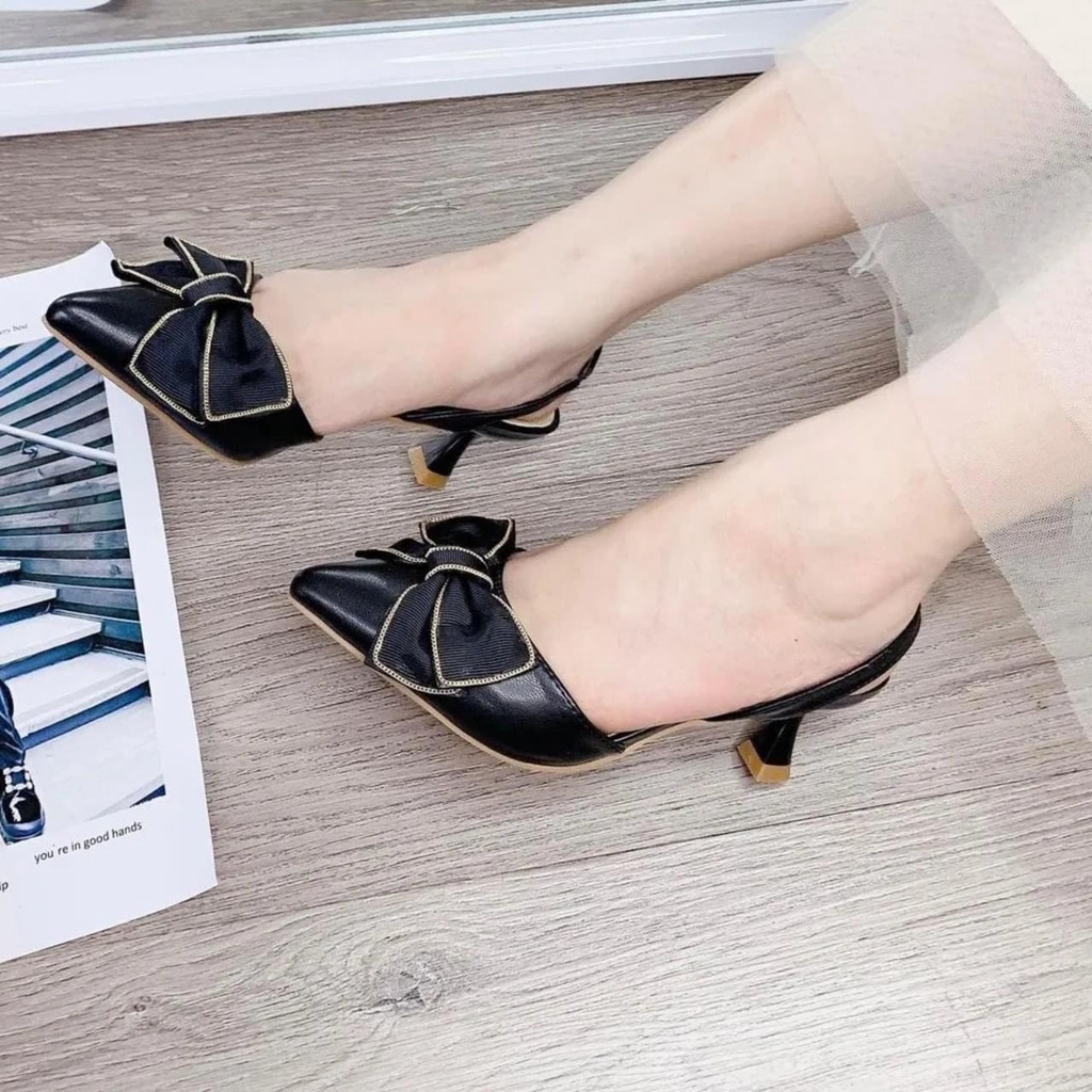 High Square Heel Mules Low Heel With Pointed Toe And Lady Style For ...