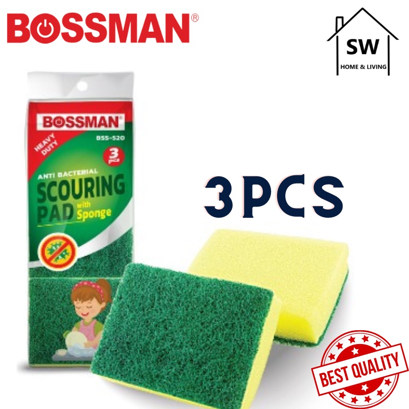 SW BOSSMAN Heavy Duty Scouring Scrub Sponge Multipurpose Household ...