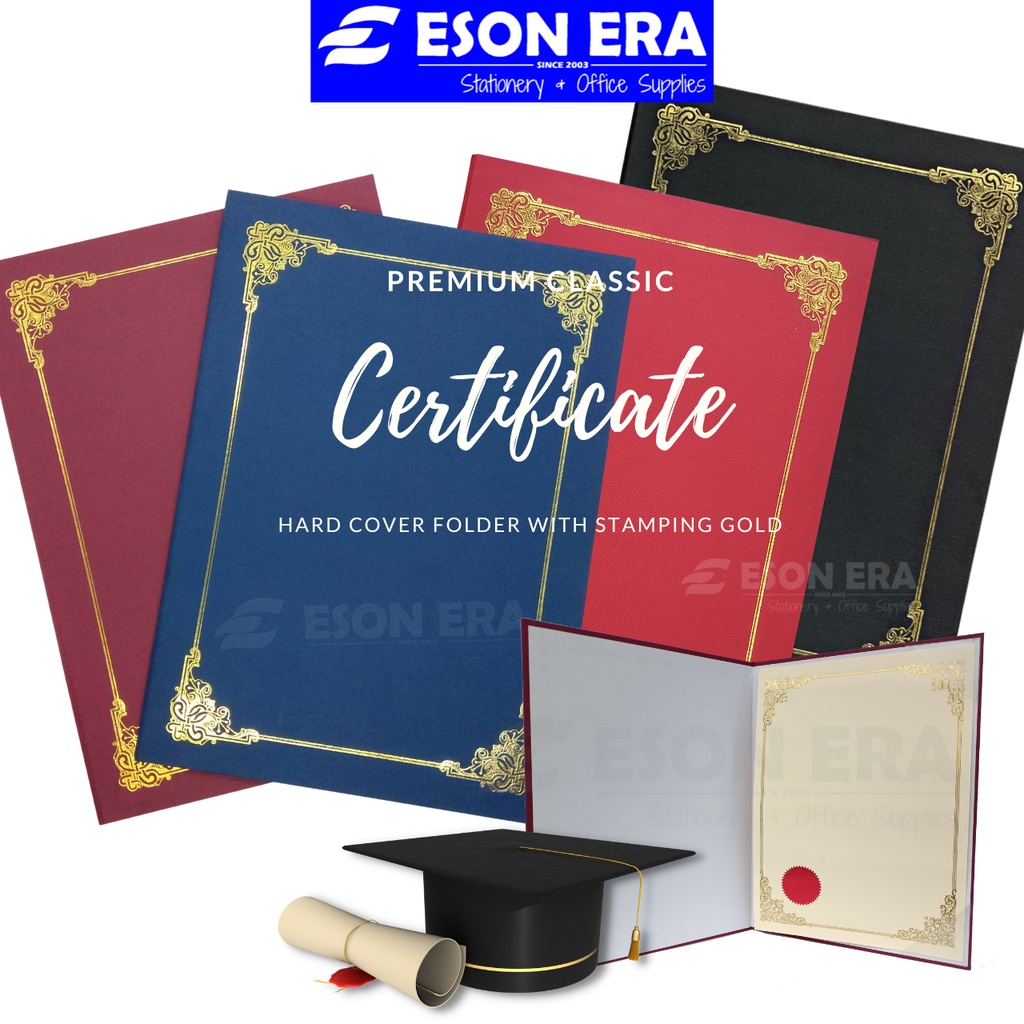 Certificate Folder A4 (Hard Cover) with Hot Stamping Gold Certificate ...