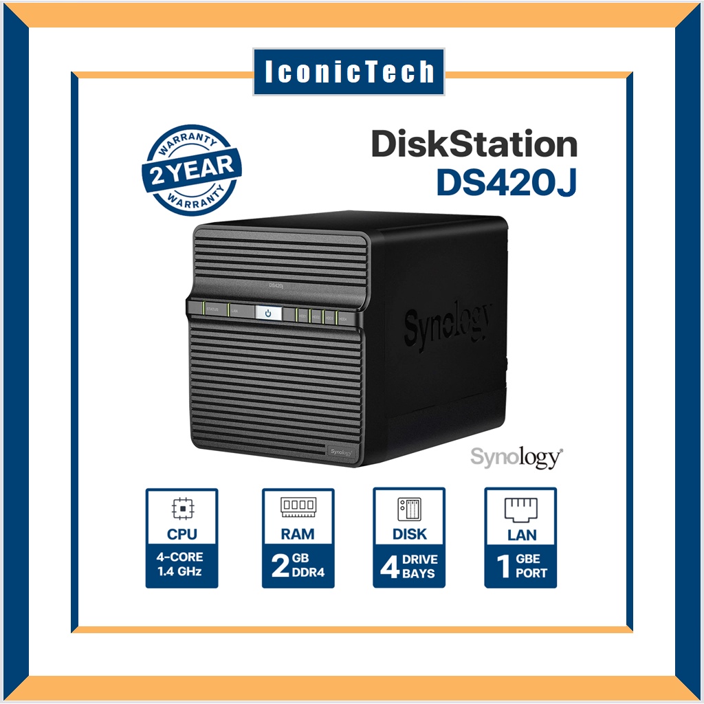 Synology Diskstation DS420J 4-Bay Nas Enclosure (100% Authentic Genuine ...