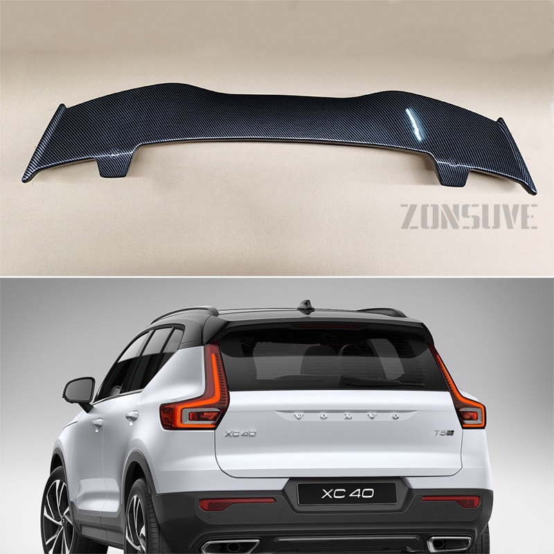 Use For Volvo XC40 2019 2020 Spoiler ABS Plastic Carbon Fiber Look Hatchback Roof Rear Wing Body ...