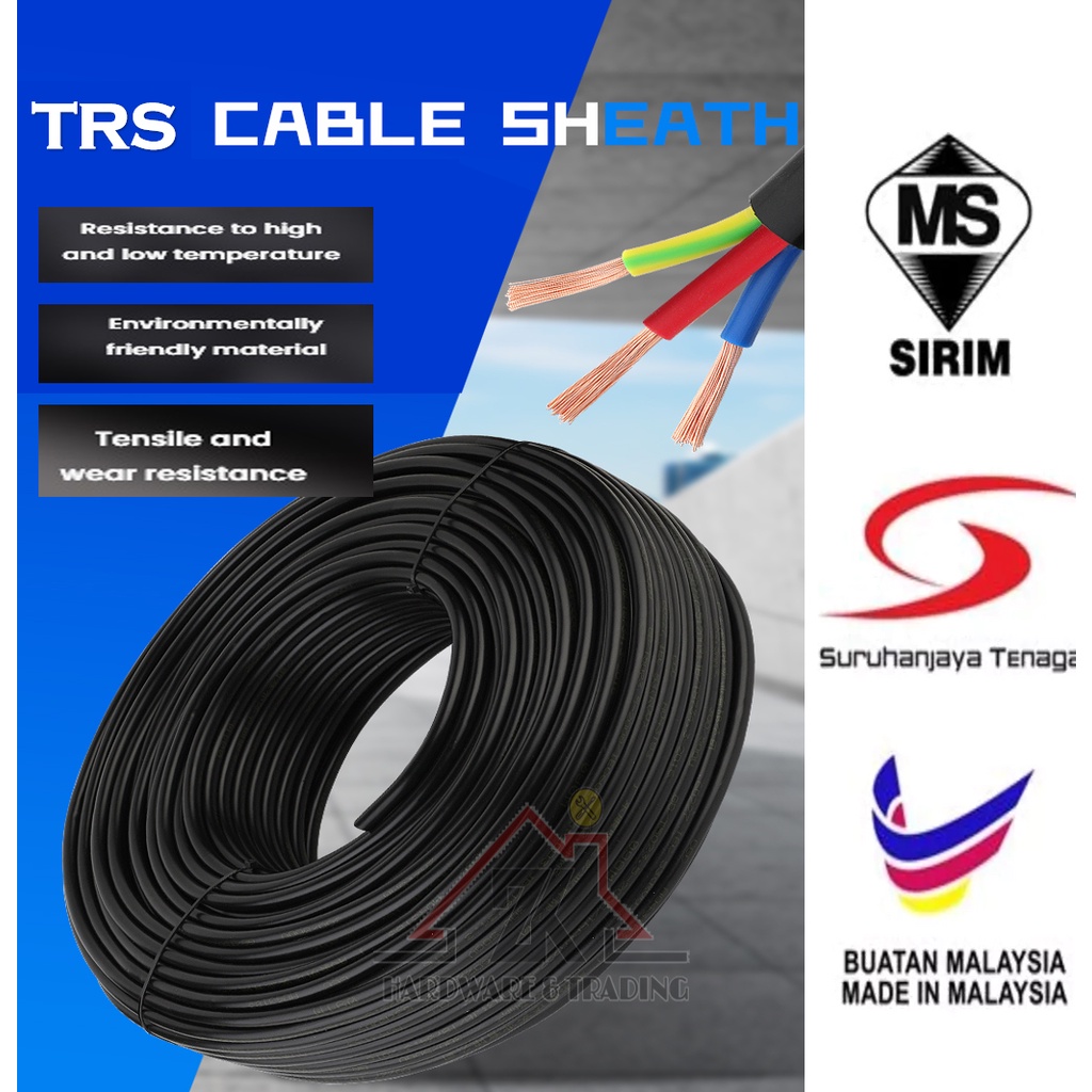 Heavy Duty 3 core Wire TRS Sirim Waterproof Power Cable Wire Tough Rubber Sheathed Flex Cable ...