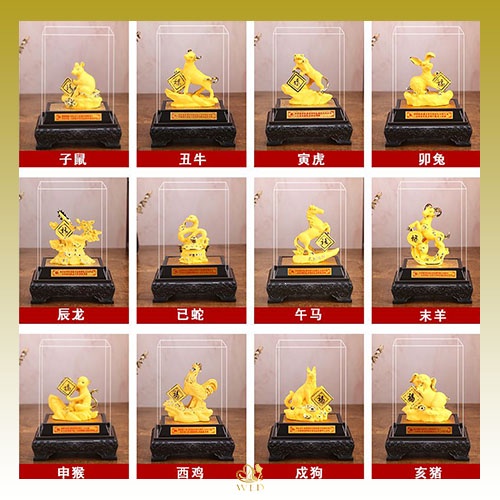 Wed Chinese New Year Fengshui Shio Display Statue 12 Zodiac Animals ...