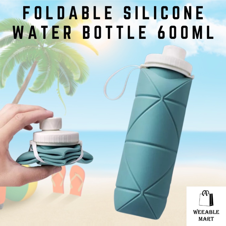 Foldable Water Bottle Silicone Portable Reusable Travel Gym Sport ...