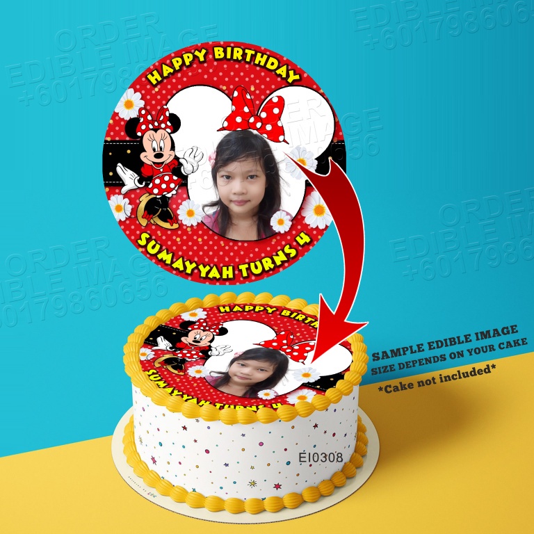 Printing EI Custom Image Minnie Mouse(Merah) Edible Image Print Cake ...