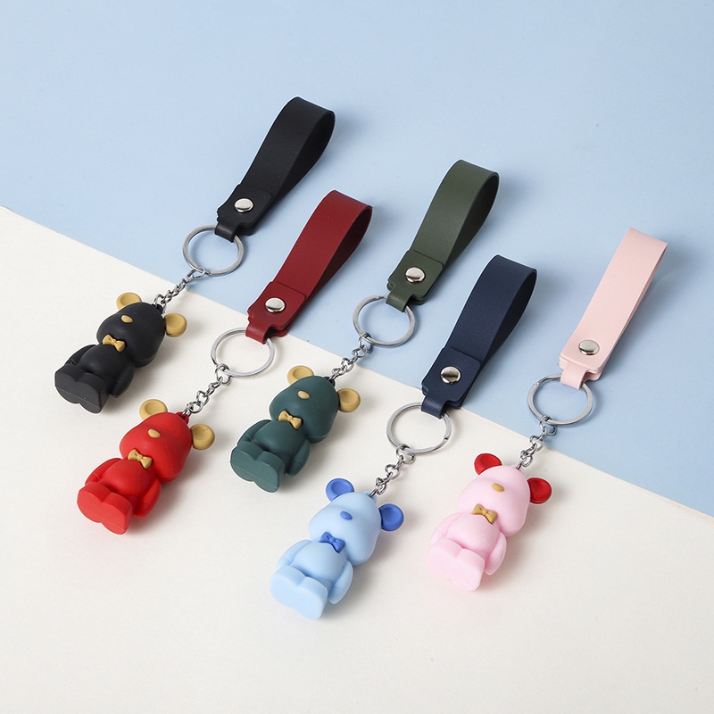 Cute Bear Brick Keychain Woman Bag Accessories Decoration Key Ring ...