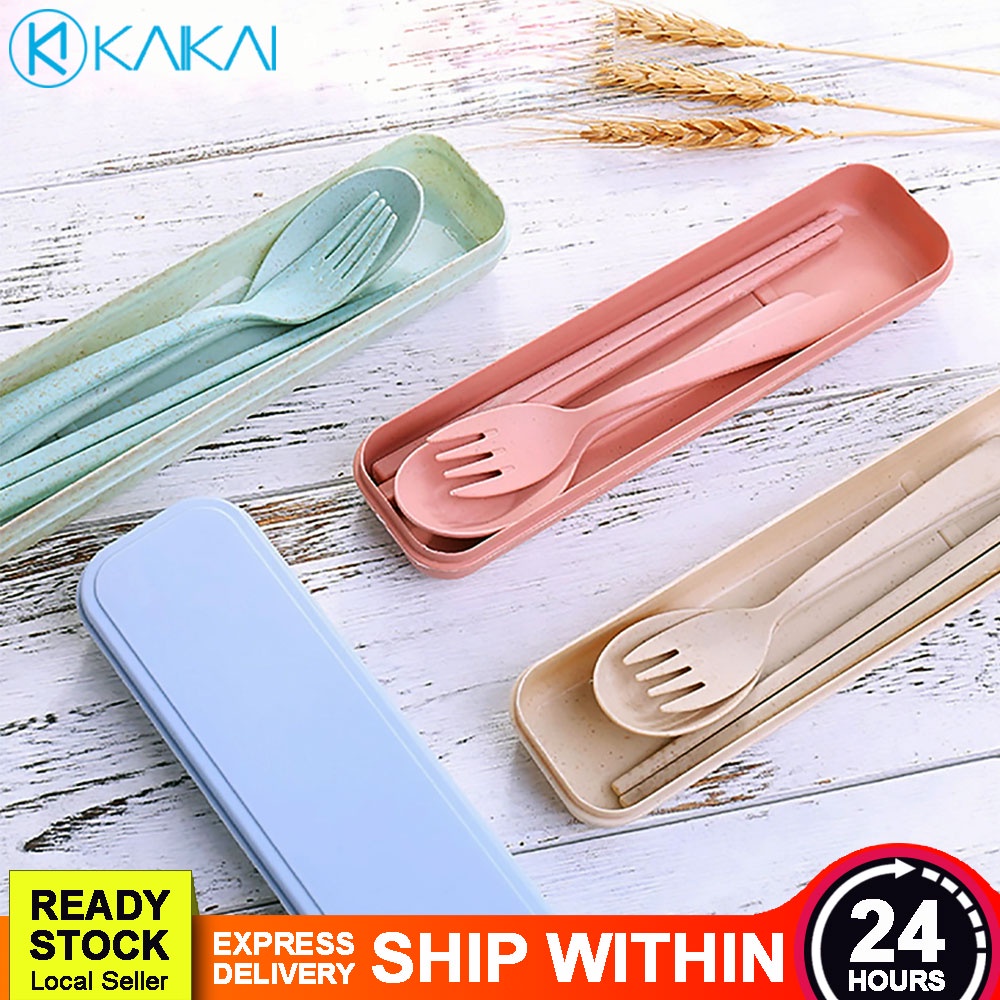 🔥 SAFE🔥 Compact Size Dinnerware 3Pcs Wheat Straw Plastic Portable ...