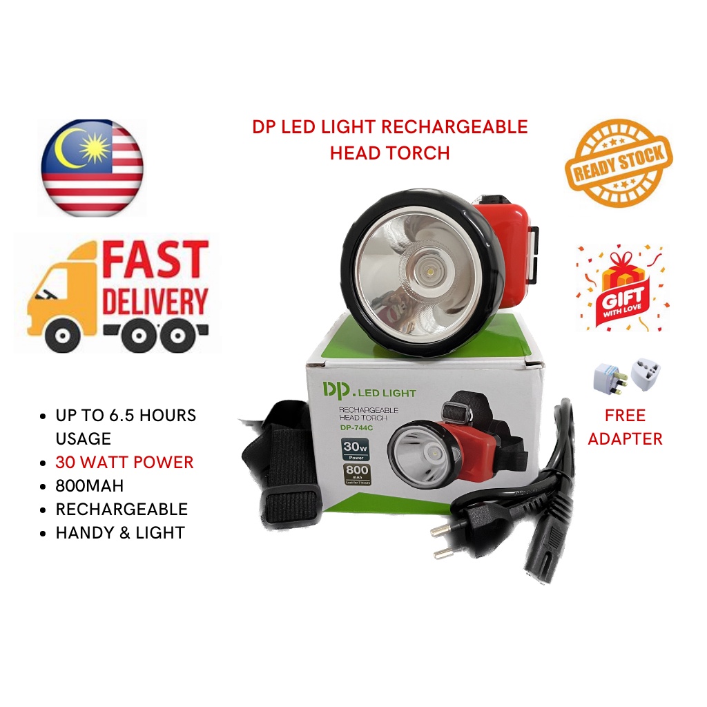 DP LED LIGHT 30 WATTS RECHARGEABLE HEAD TORCH | Shopee Malaysia