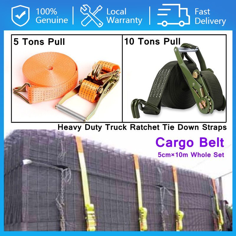 10 Meters Cargo Belt Heavy Duty Ratchet Tie Down Lorry Cargo Strap Tie ...