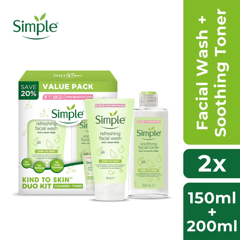 Simple Kind to Skin Duo Kit (Simple KTS Refreshing Facial Wash 150ml ...
