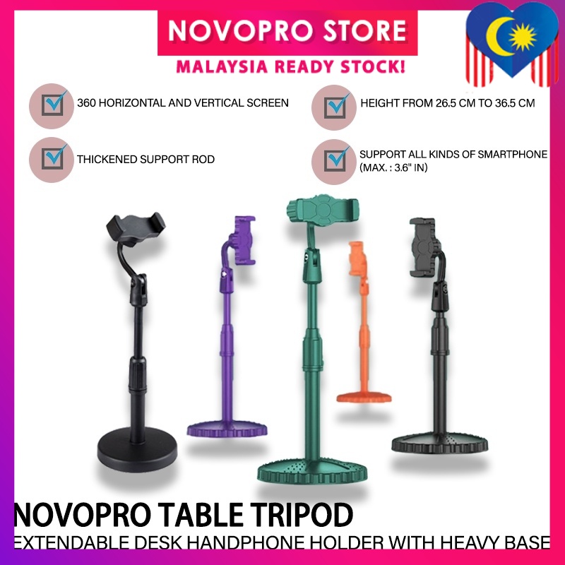 NovoPro Table Tripod Extendable Desk Handphone Holder Stand with Heavy Base | Shopee Malaysia