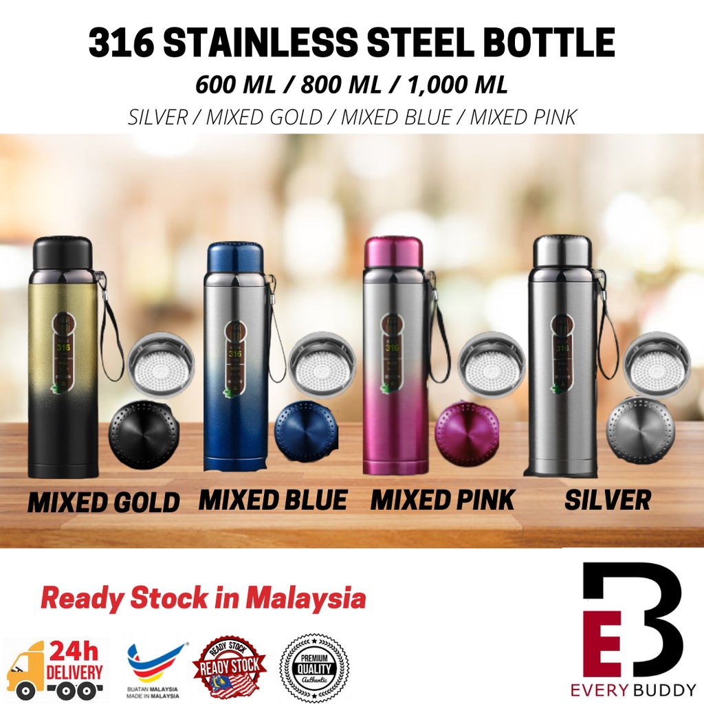 READY STOCK 600ml 800ml 1000ml SUS 316 Stainless Steel Vacuum Flask ...