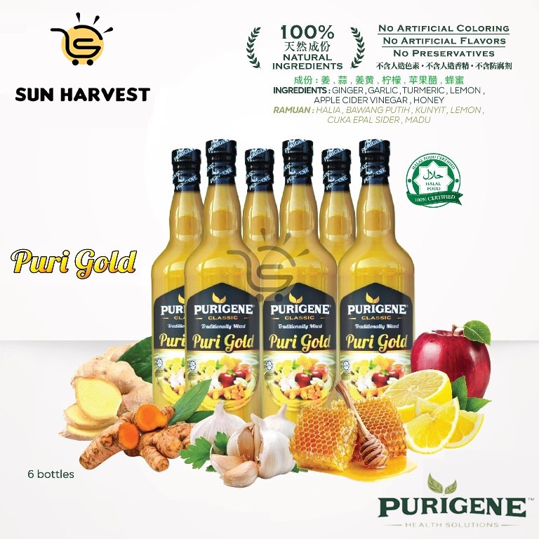 6 Bottles Purigene Puri Gold 750ml Jus Halia Ginger Juice Kolesterol ...