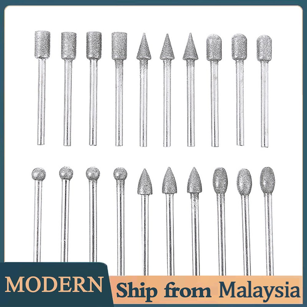 【Modern tools】20PCS 3mm Shank Diamond Burr Grinding Head Drill Bit For ...