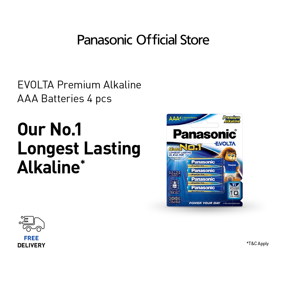 Panasonic Evolta Battery AAA Size Alkaline Battery Extra Power Anti-Leak Protection (4 Pcs ...
