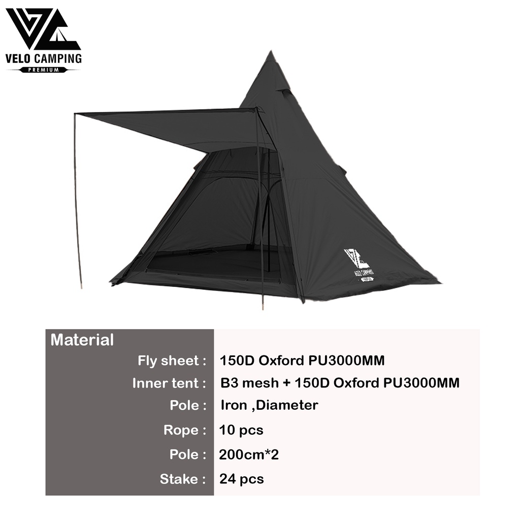 8 Person Canvas Indian Pyramid Tent Waterproof Double Layers Outdoor ...