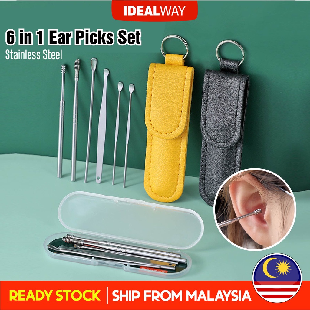 Idealway 6 in1 Ear Picks Stainless Steel Ear Scoops | Pengorek Alat ...