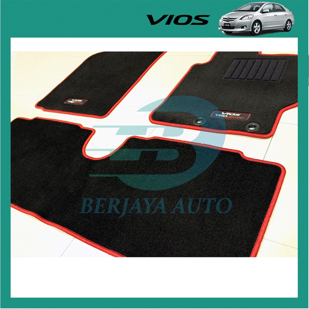 Toyota Vios 2nd Gen NCP93 (2007–2012) TRD Sportivo Floor Carpet - Red ...