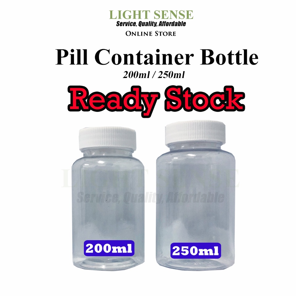 Pill Container Bottle 200ml 250ml / Botol Ubat Kosong / Botol Kapsul ...