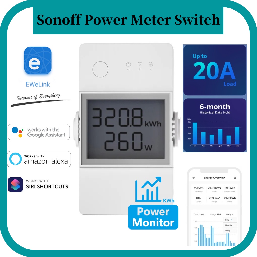 SONOFF POW Elite Power Meter 16A/20A Smart Switch ESP32 Chip LCD Screen ...