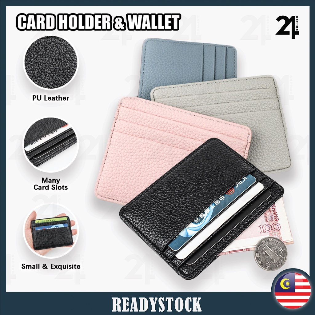(Readystock)W02 Unisex Slim PU Leather Card Holder Wallet Purse PU ...