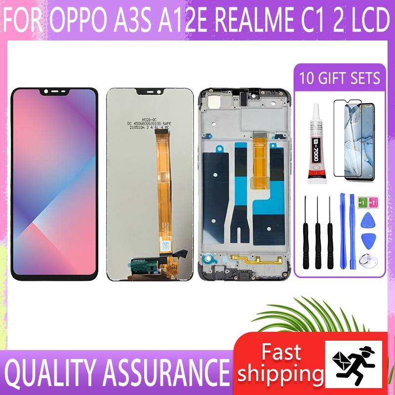 Original For OPPO A3S CPH1803 A5 A12E LCD REALME C1 A1603 REALME 2 LCD With Frame Touch Scree ...