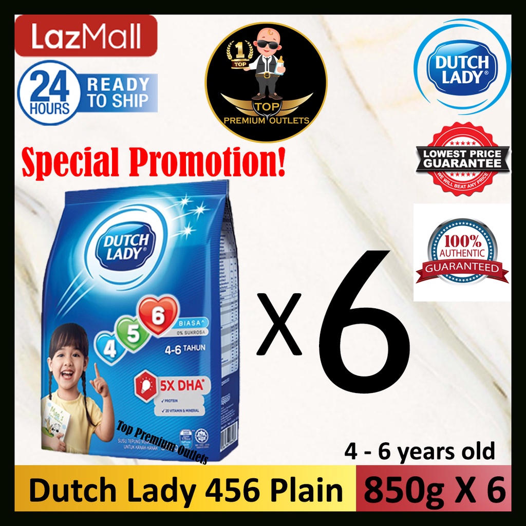 Dutch Lady 456 (Biasa / Madu / Coklat) (850g X 6) Exp: 04/2025 (Plain ...