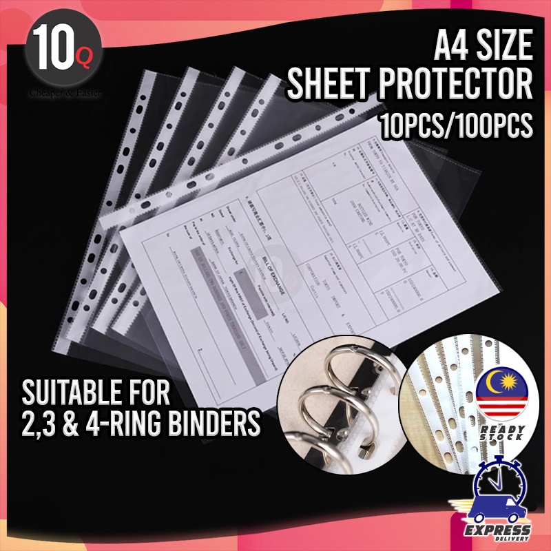 10Q A4 Clear Sheet Protector 3C/8C Durable Thickness 11 Strong Hold ...