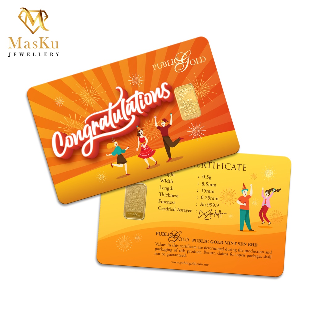 Public Gold Bullion Bar PG 0.5g (Emas 999.9) 24K - Congratulations ...