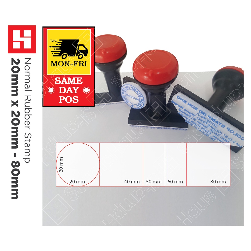 SAME DAY POS * Rubber Stamp * 20mm x 20mm - 80mm | Shopee Malaysia