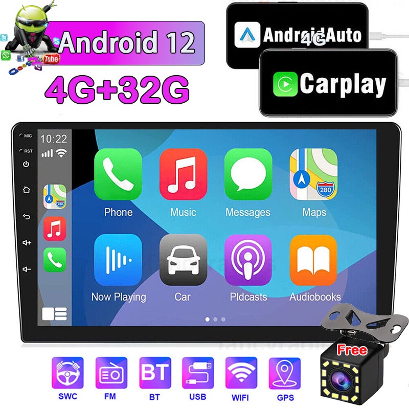4G+32G Android Player 12.0 System Double Din 9/10" Car Radio Apple CarPlay Auto Radio GPS Navi ...