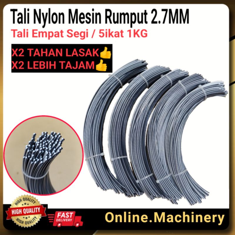 Tali Nylon Mesin Rumput Square Nylon Grass 1Kg 2.7MM Trimmer Line ...