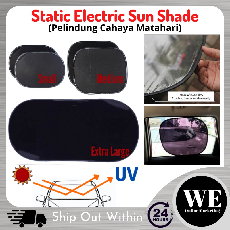 🇲🇾Ready Stock🇲🇾 Universal Car Static Electric Sun Shade - UV Black Film ...