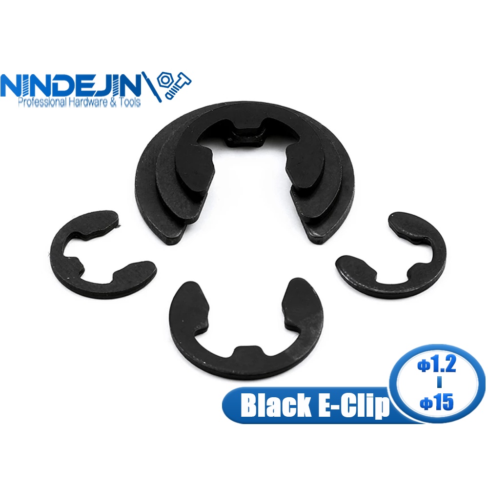 NINDEJIN 10-100pcs Black E-Clip Carbon Steel Snap Ring Circlip Washer E ...