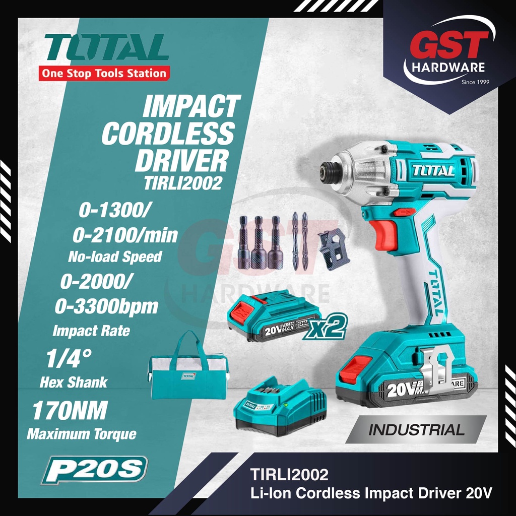 Total Impact Driver 20V TIRLI2002 Cordless Impact Driver Set Cordless ...