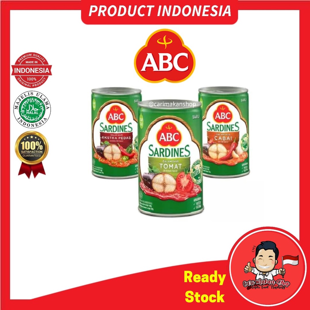 ABC Sardines Tin 155gm Product Indonesia 🇮🇩 Tomat Cabai Extra Pedas ...
