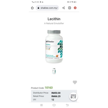 Shaklee Lecithin (180 softgels / 30 servings) | Shopee Malaysia