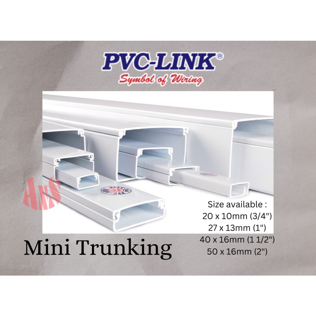 Pvc Link Pvc Mini Trunking Casing WHITE 1.83MTR 6FTS 3/4" 1" 1 1/2" 2" | Shopee Malaysia
