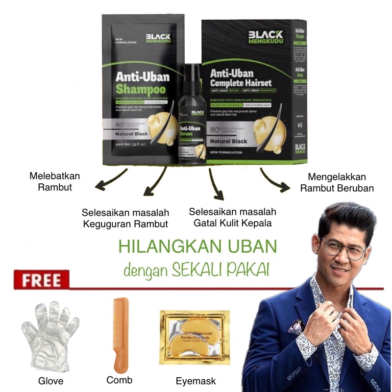 HQ Mensive Black Mengkudu Anti Uban Shampoo Prevent Grey Hair Provide ...