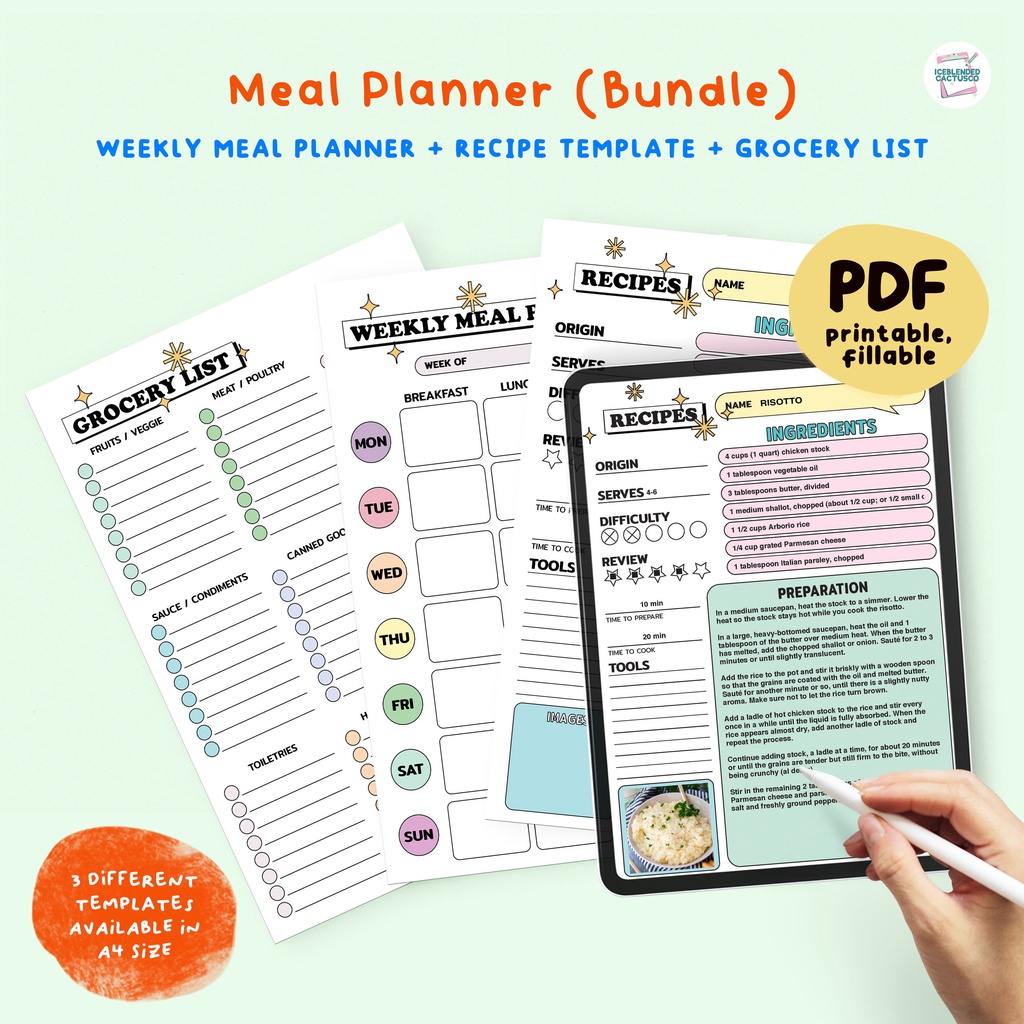 (Series A) Meal Planner - Weekly, Recipe, Grocery List (Undated ...