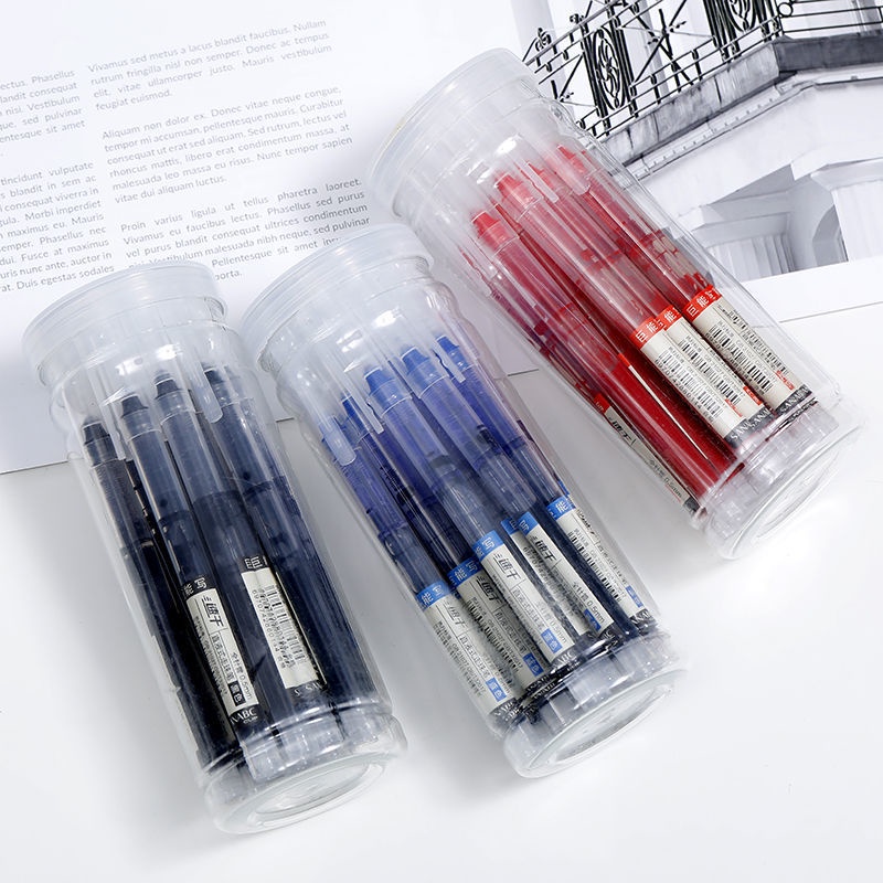 5Pcs/set Straight Liquid Ballpoint Pen 0.5mm Black Quick-drying Neutral ...