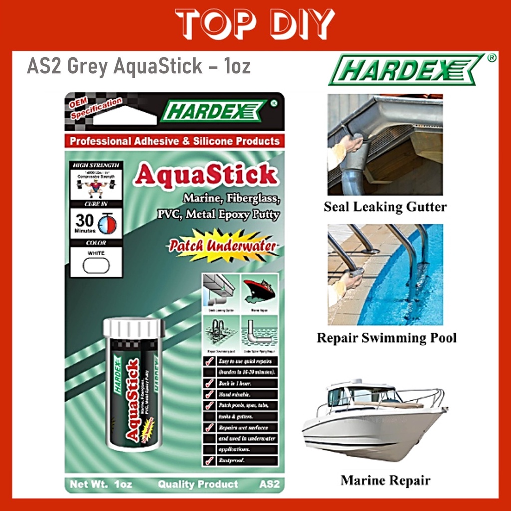 HARDEX Aquastick Steel AS-2 Underwater Epoxy Compound (28g) Gam Repair ...