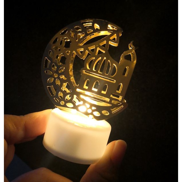 Ramadan Raya LED Light Ornaments Candle Eid Mubarak Festival Decoration ...